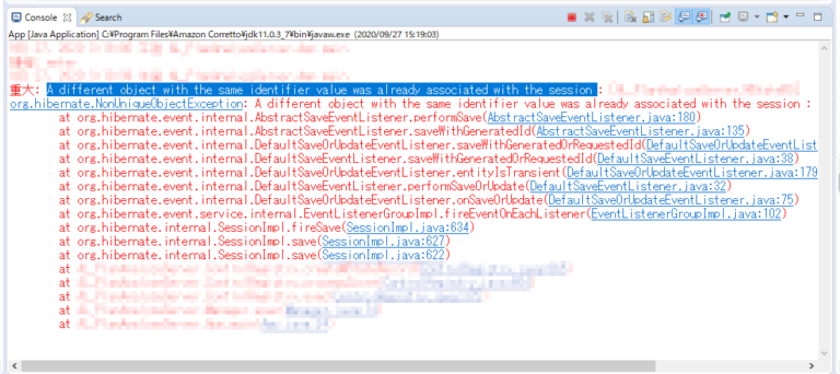 Hibernateのエラー NonUniqueObjectException : A different object with the same identifier value was ...